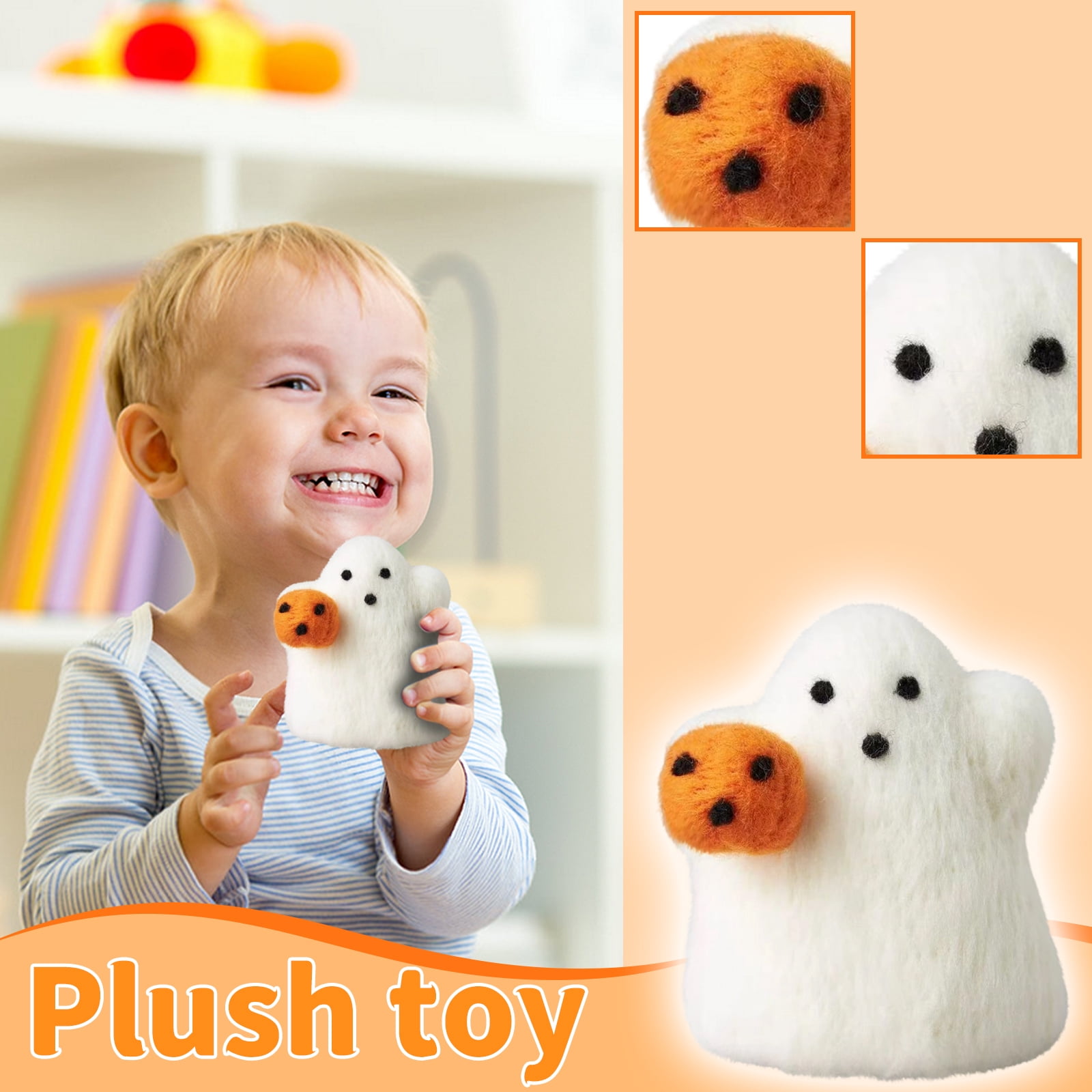 Wool Felt Ghost - Plush Toys, Halloween Gift & Decorations, 8cm/3.15in ...