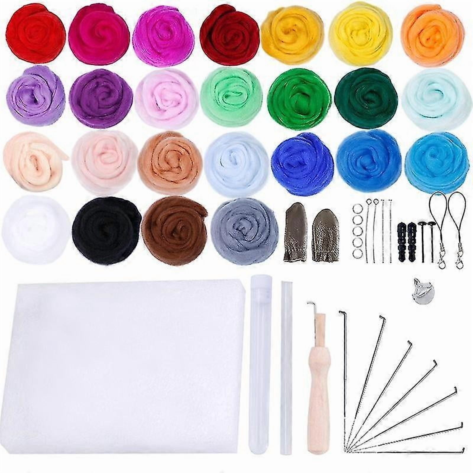 Wool Felt Material Set 25 Colors 2G Handmade DIY Needle Felt Wet Felt ...