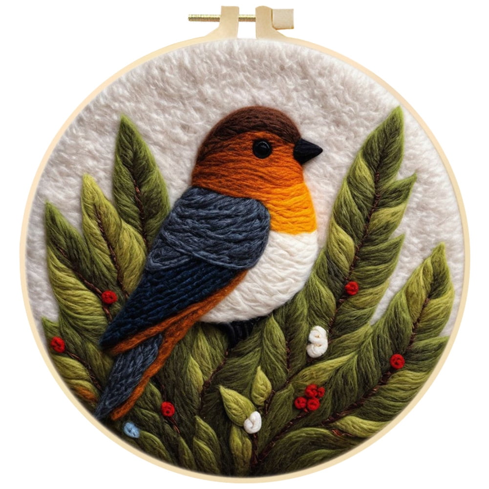 Wool Felt Painting Kit Complete DIY Felt Painting Set Bird Floral ...
