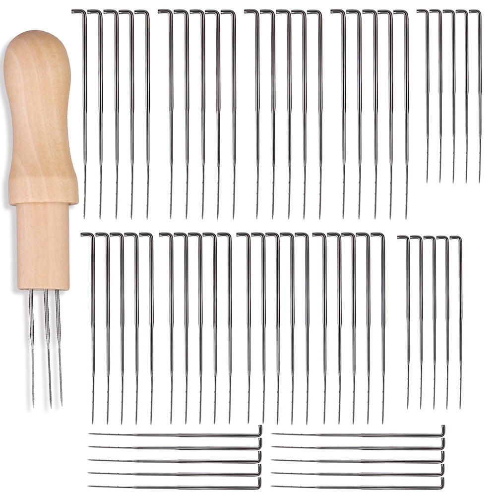 Wool Felt Stitch Punch Tool with Solid Wood Handle, Felting Needle Tool ...
