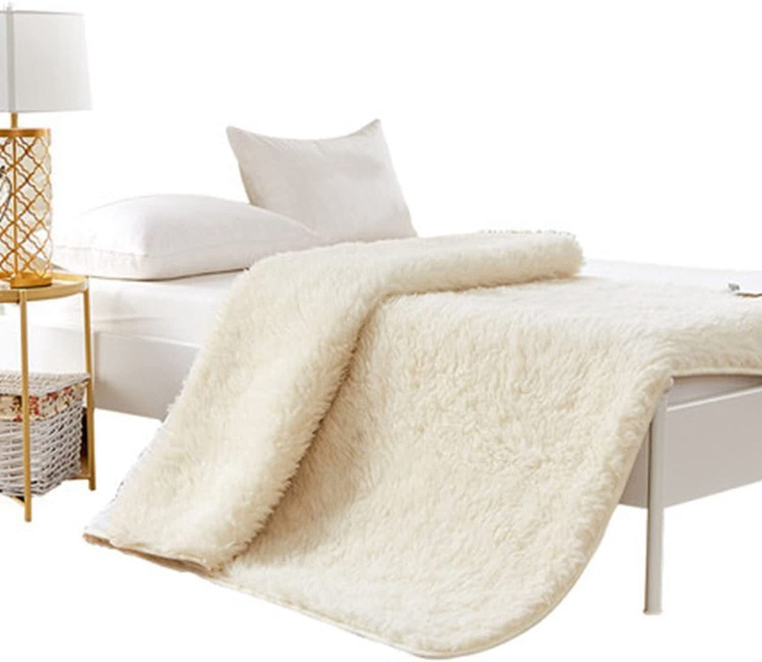 Wool Fleece Fitted Mattress Cover Pad, Breathable Lamb Wool Mattress ...
