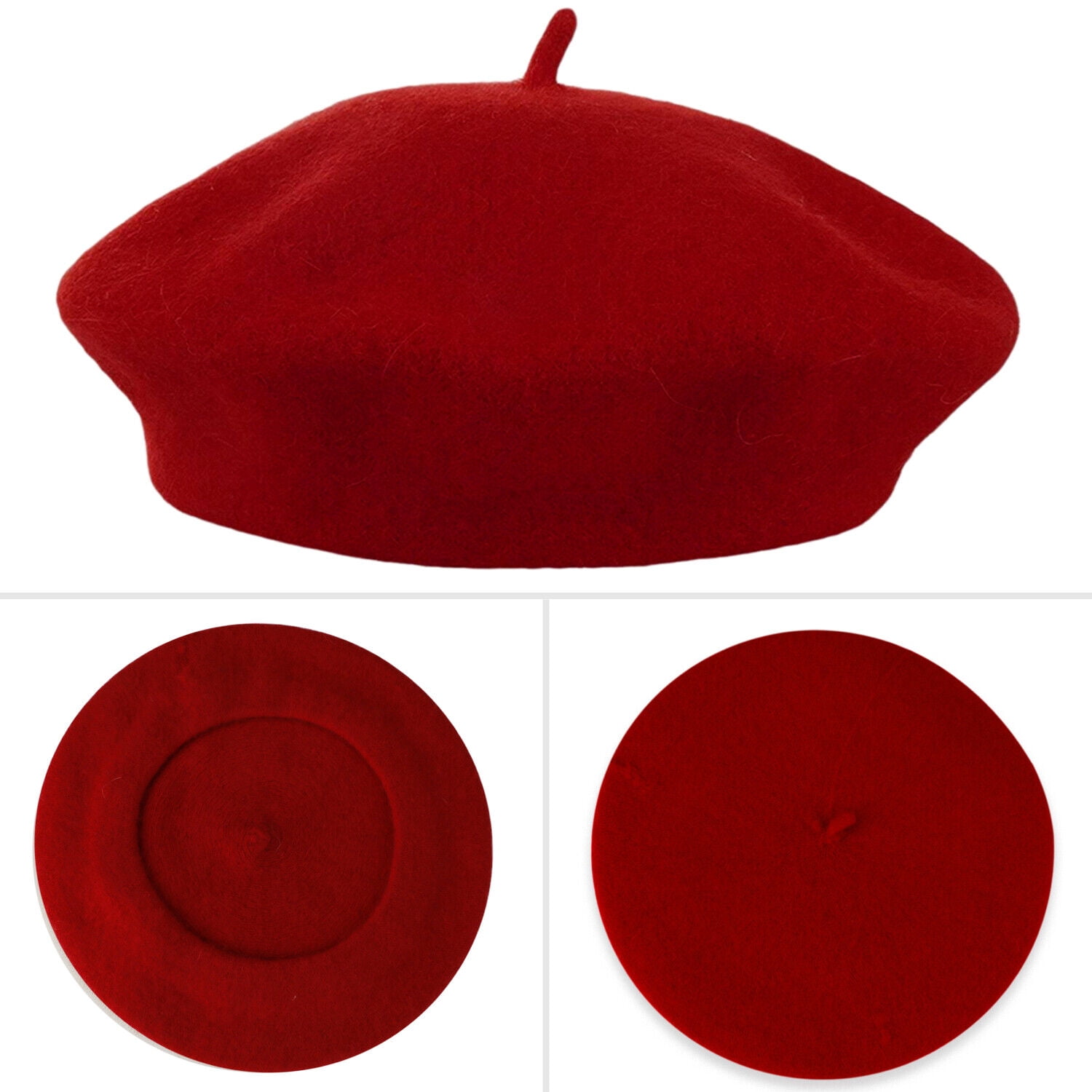 Wool French Beret Hat Solid Color Beret Cap for Women Girls - Walmart.com