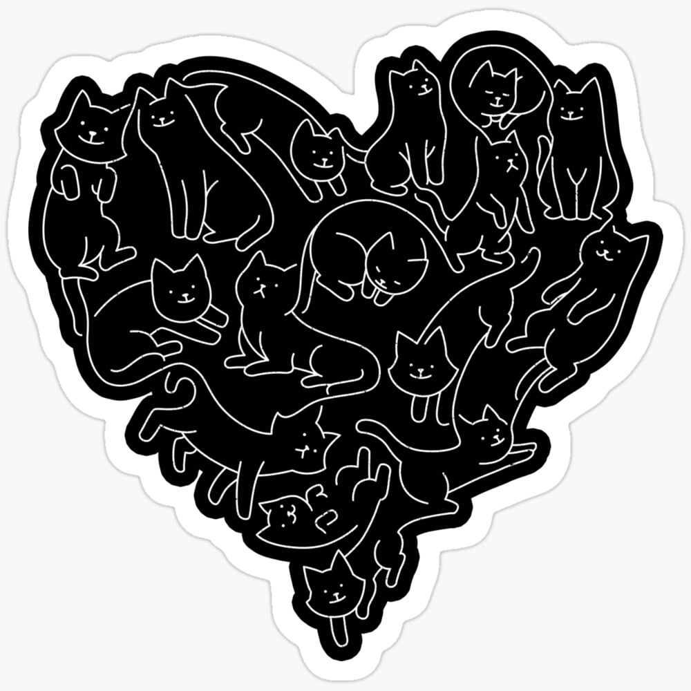 Wool Heart Cats Sticker Phone Decal Water Bottle Stickers Car Decals ...