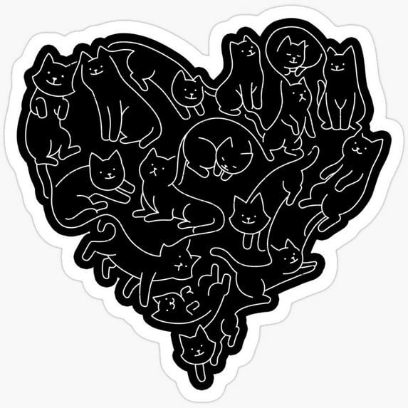 Wool Heart Cats Sticker Phone Decal Water Bottle Stickers Car Decals ...