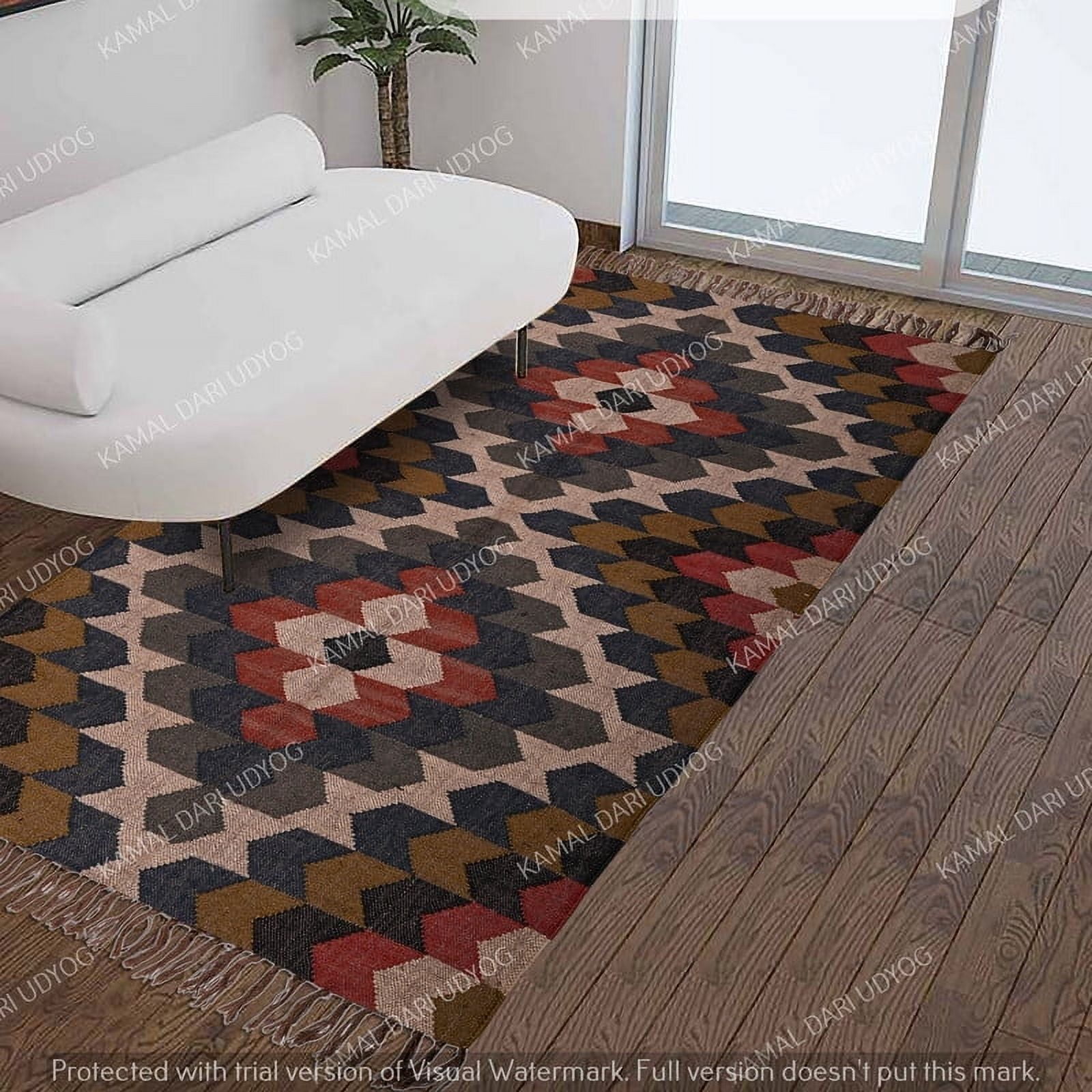 Wool Jute Kilim Rug, Handwoven, Wool and Jute Rug Handmade, Kilim ...