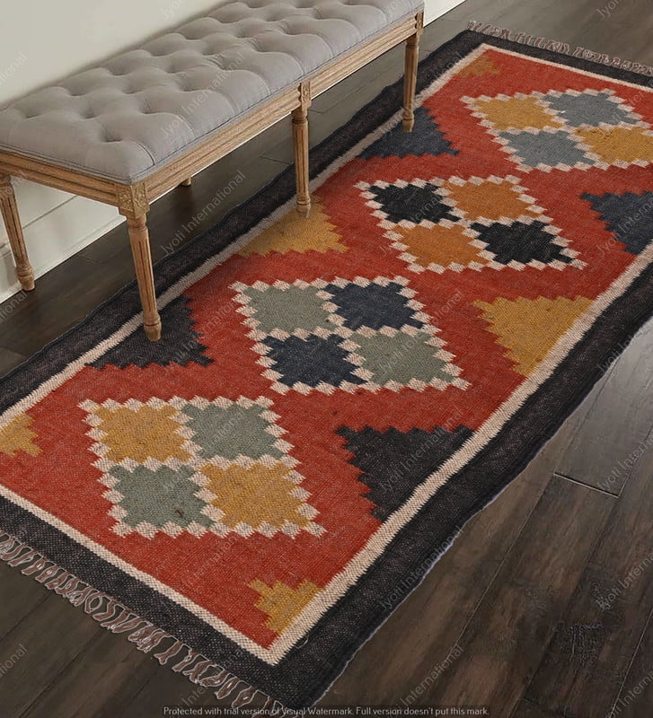 Wool Jute Kilim Runner Rug Area Runner Hallway Lobby Stair Bohemian ...