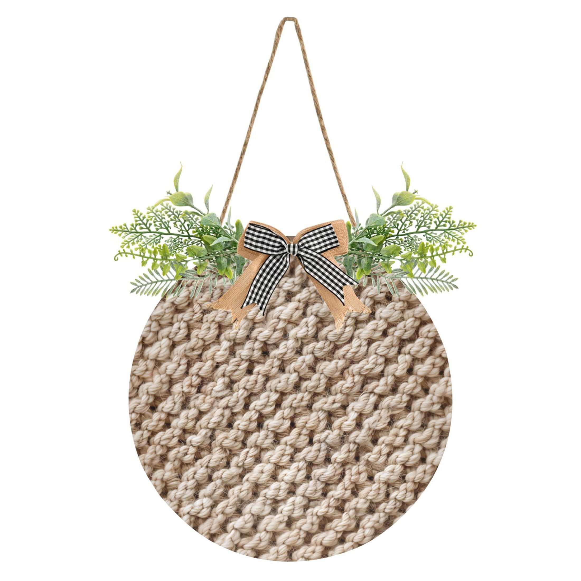 Wool Knitting Pattern Welcome Front Door Sign Round 12 inch Porch ...