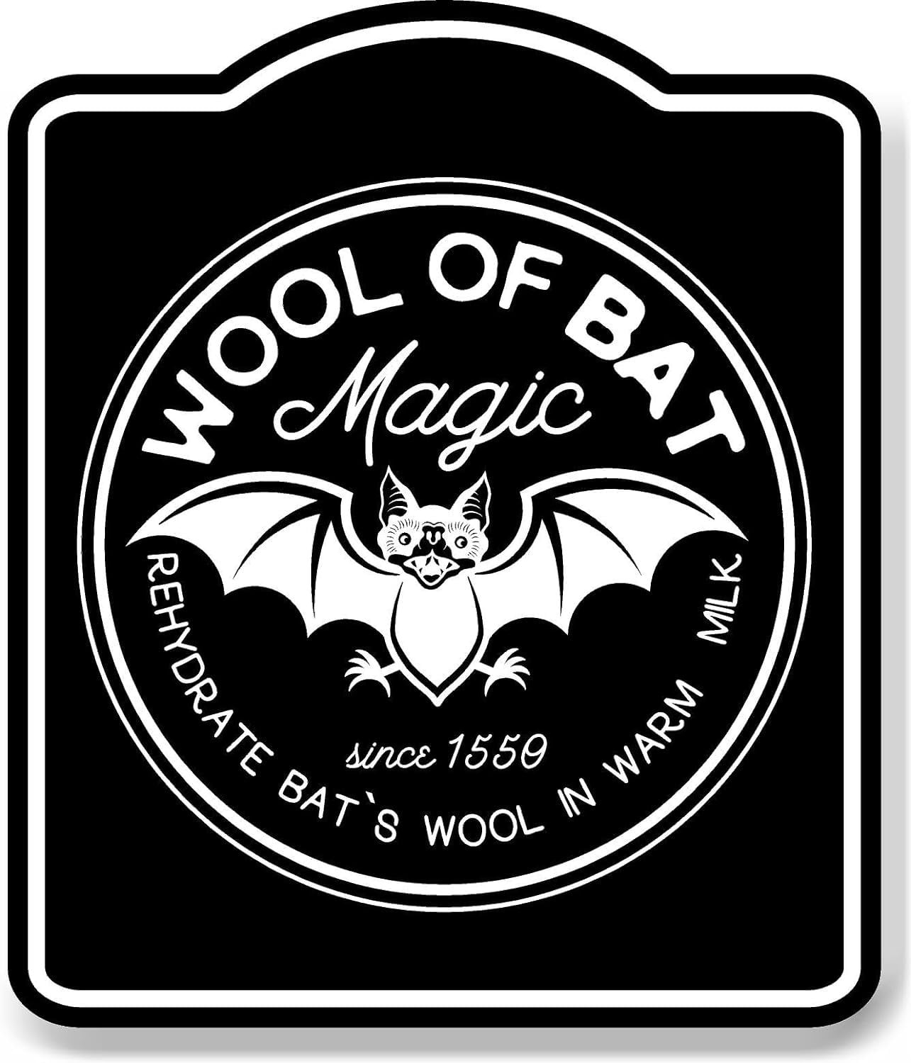 Wool Of Bat Magic Witch Potion Halloween BLACK Aluminium Composite Sign ...