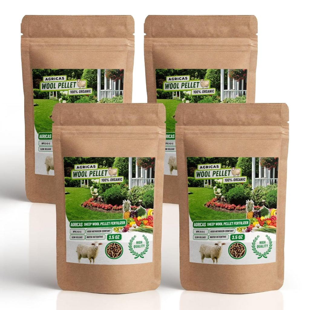 Wool Pellet Organic Fertilizer (4 * 3.5 oz), Made of Sheep Wool, Water ...