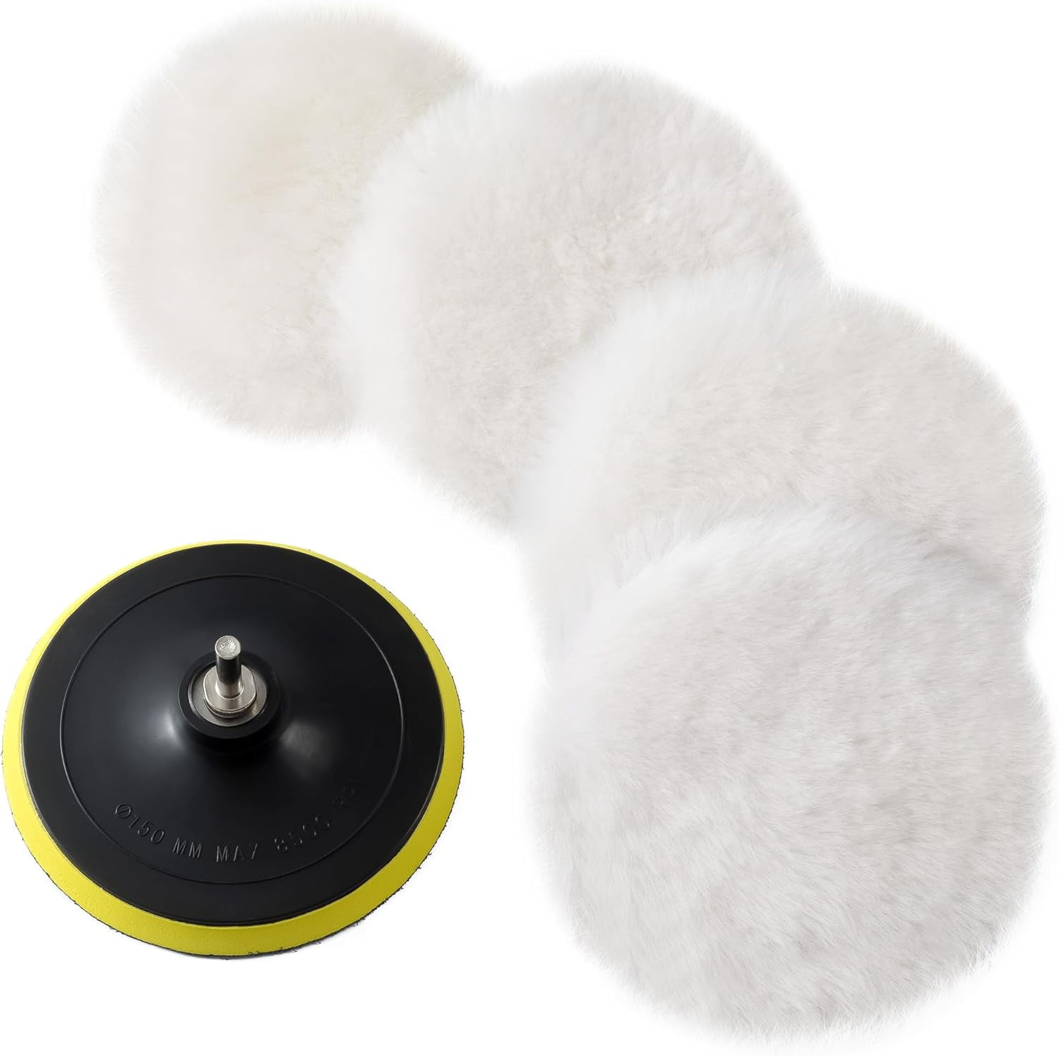 Wool Polishing Buffing Pad Car Buffer Polisher Pads Kit with 4PCS 6 ...