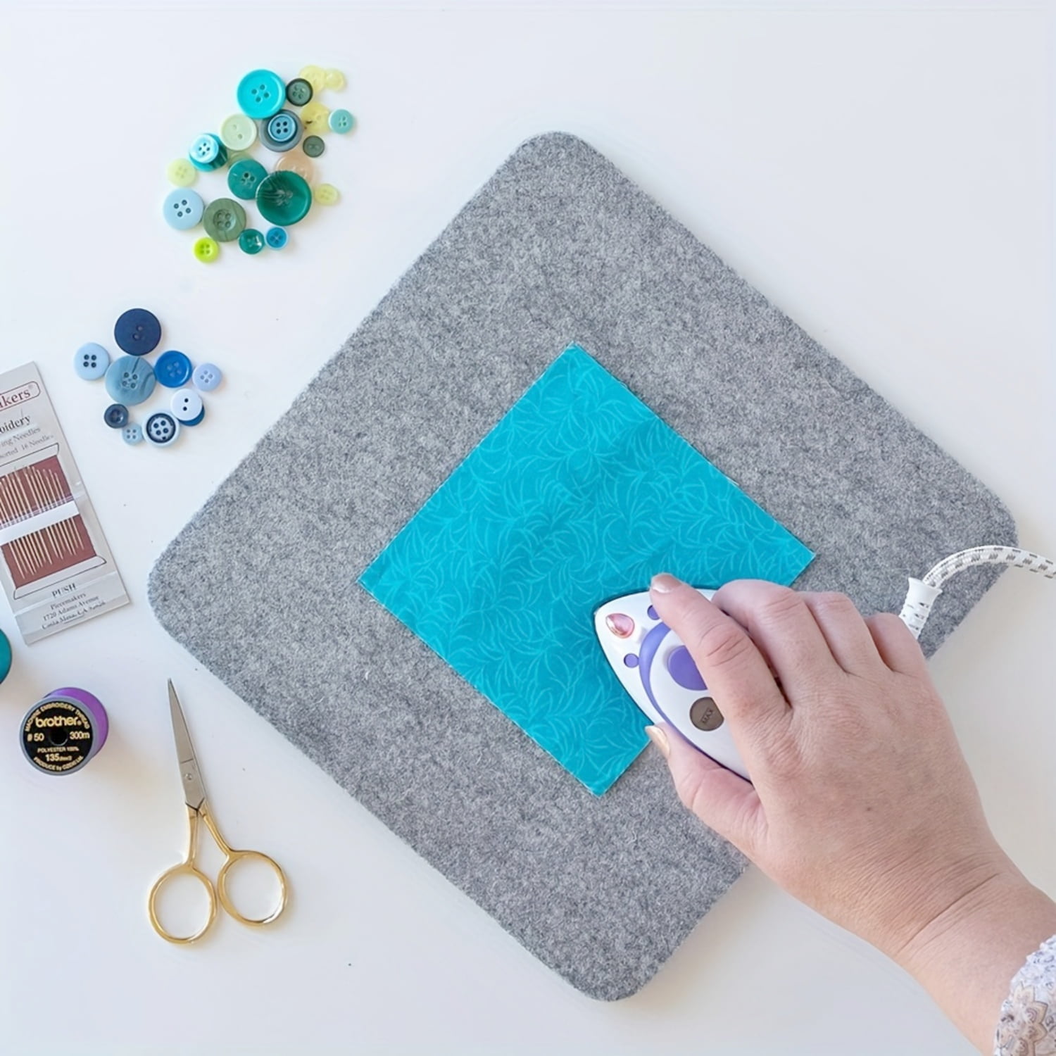 Wool Pressing Mat - 12" x 12" Quilting Ironing Pad, 100% Wool Portable ...