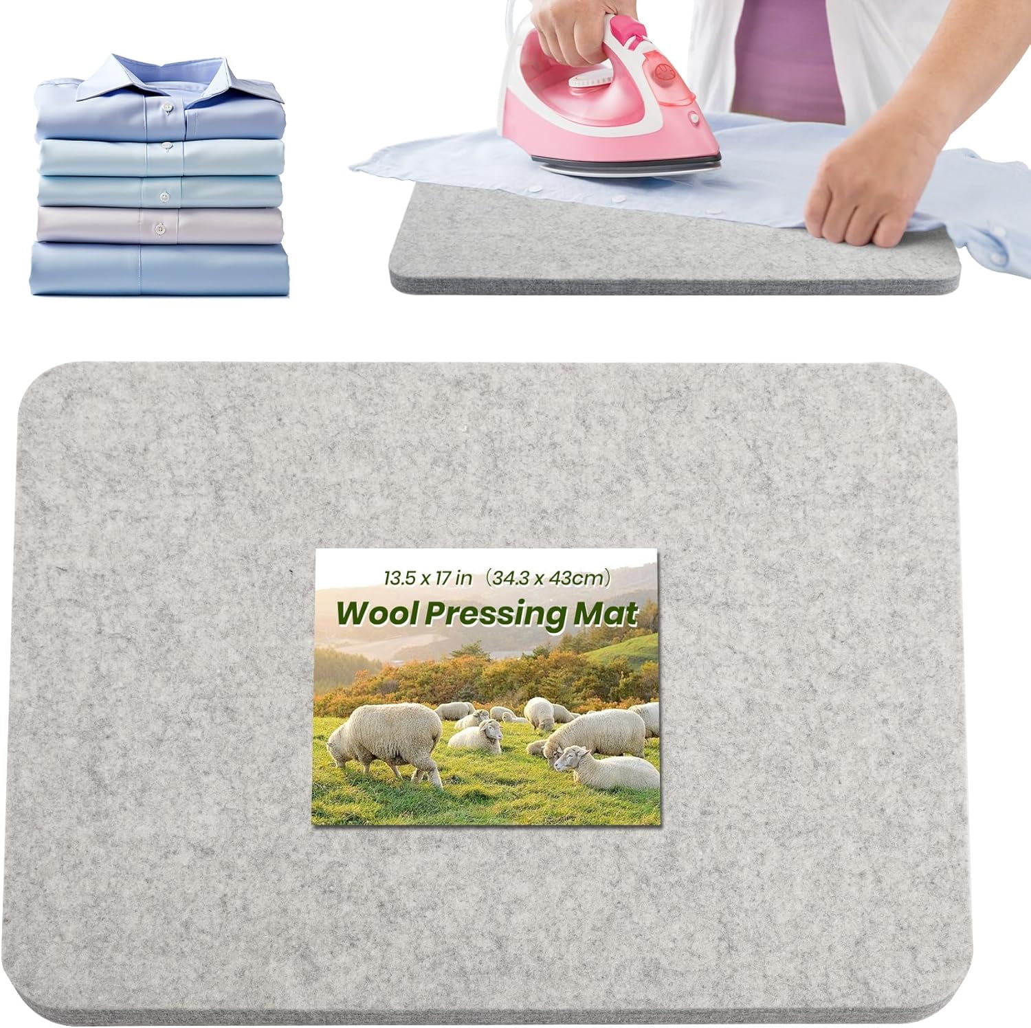 Wool Pressing Mat 13.5"x 17" – Portable Felt Ironing Mat for Quilting ...