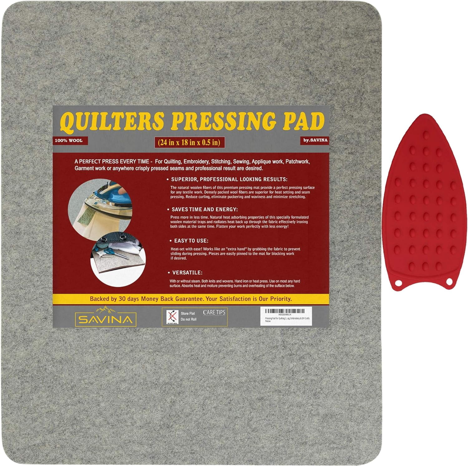 Wool Pressing Pad - 24in x 18in Quilting Ironing Pad - 100% New Zealand ...