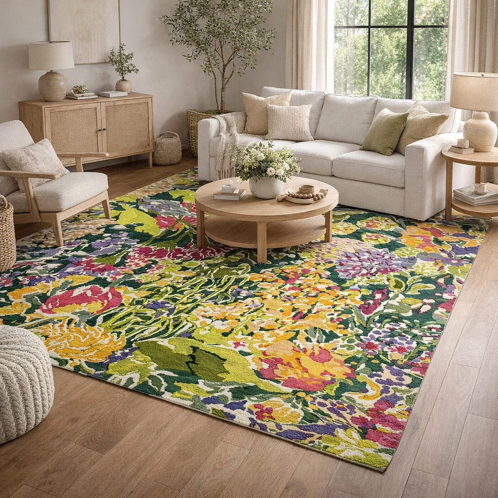 Wool Rug 11x11, Tufted Carpet, Area Rug, Living room, Bedroom, Handmade ...