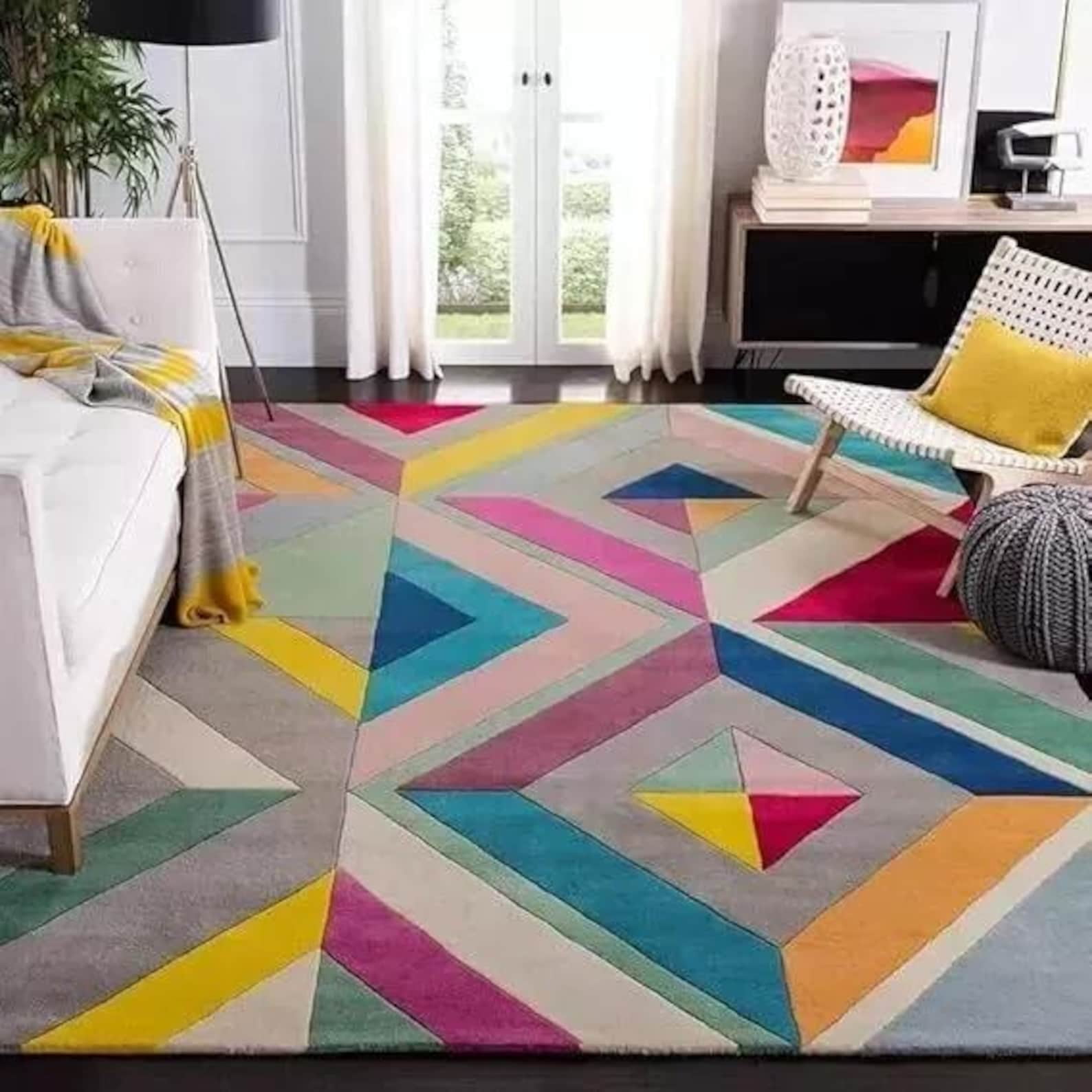Wool Rug Tufted Hand Carpet Area Living Modern Bedroom room Room ...