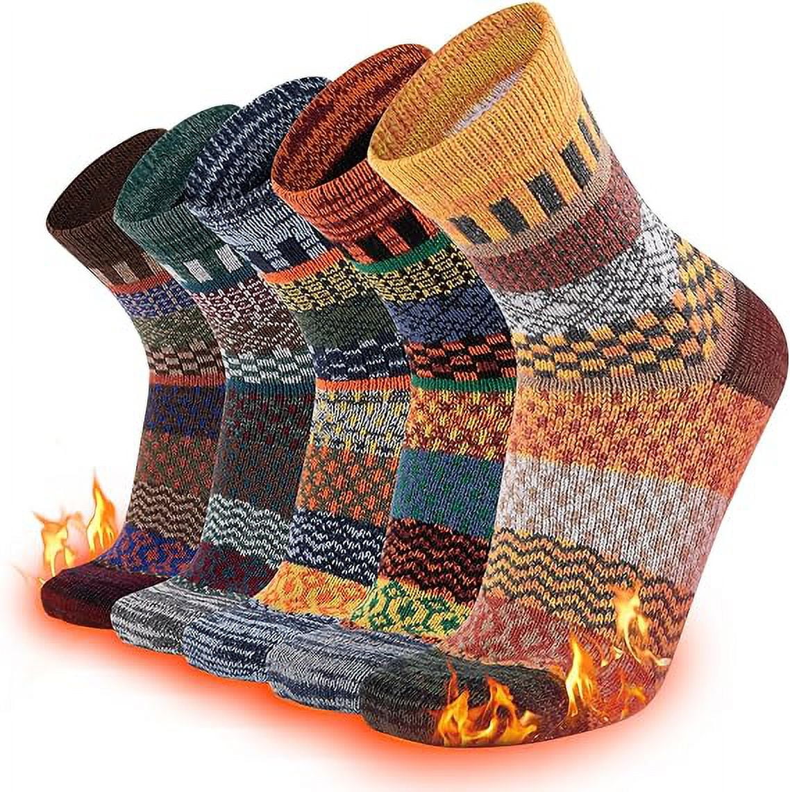 Wool Socks Mens Warm Winter Thermal Thick Pattern Crew Socks for Cold ...