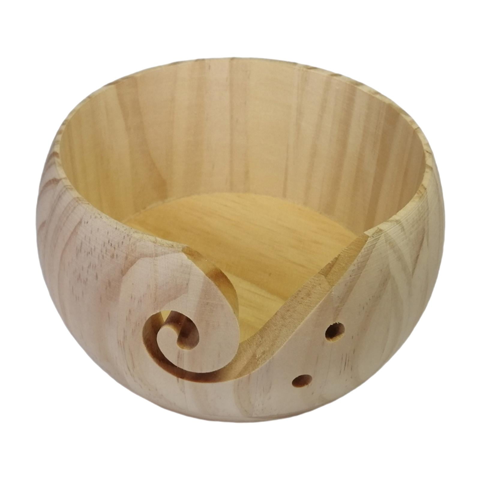 Wool Yarn Bowl, Handmade Wooden Yarn Storage Bowl with Holes, Knitting ...
