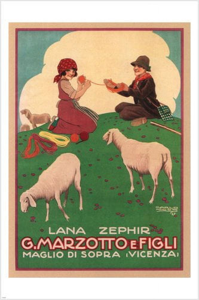 Wool Zephir Vintage Poster Carlo Nicco Italy 1925 20x30 Sheep Yarn ...