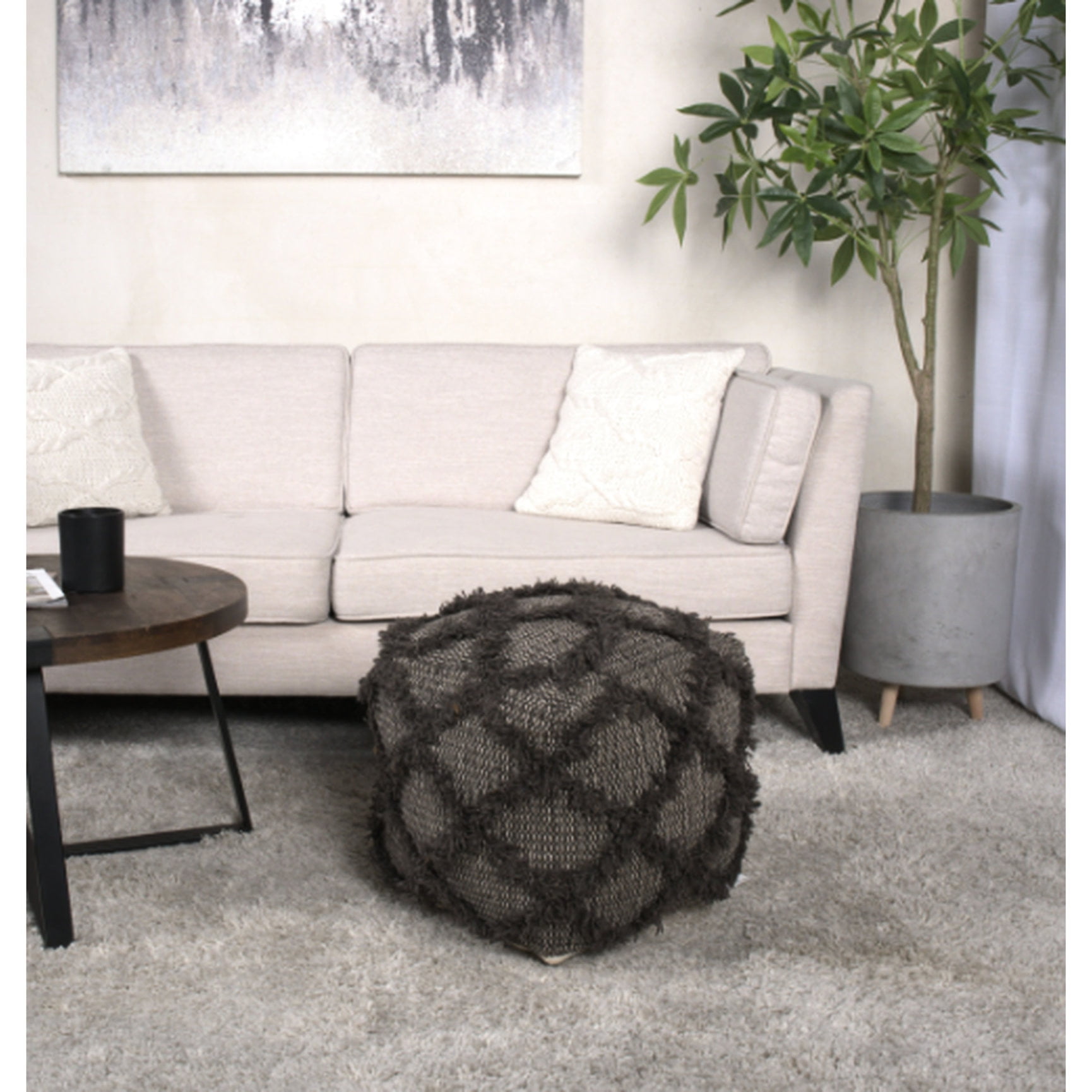 Hand - made Wool and Cotton Pouf - Indoor Seating for 200 Pounds ...