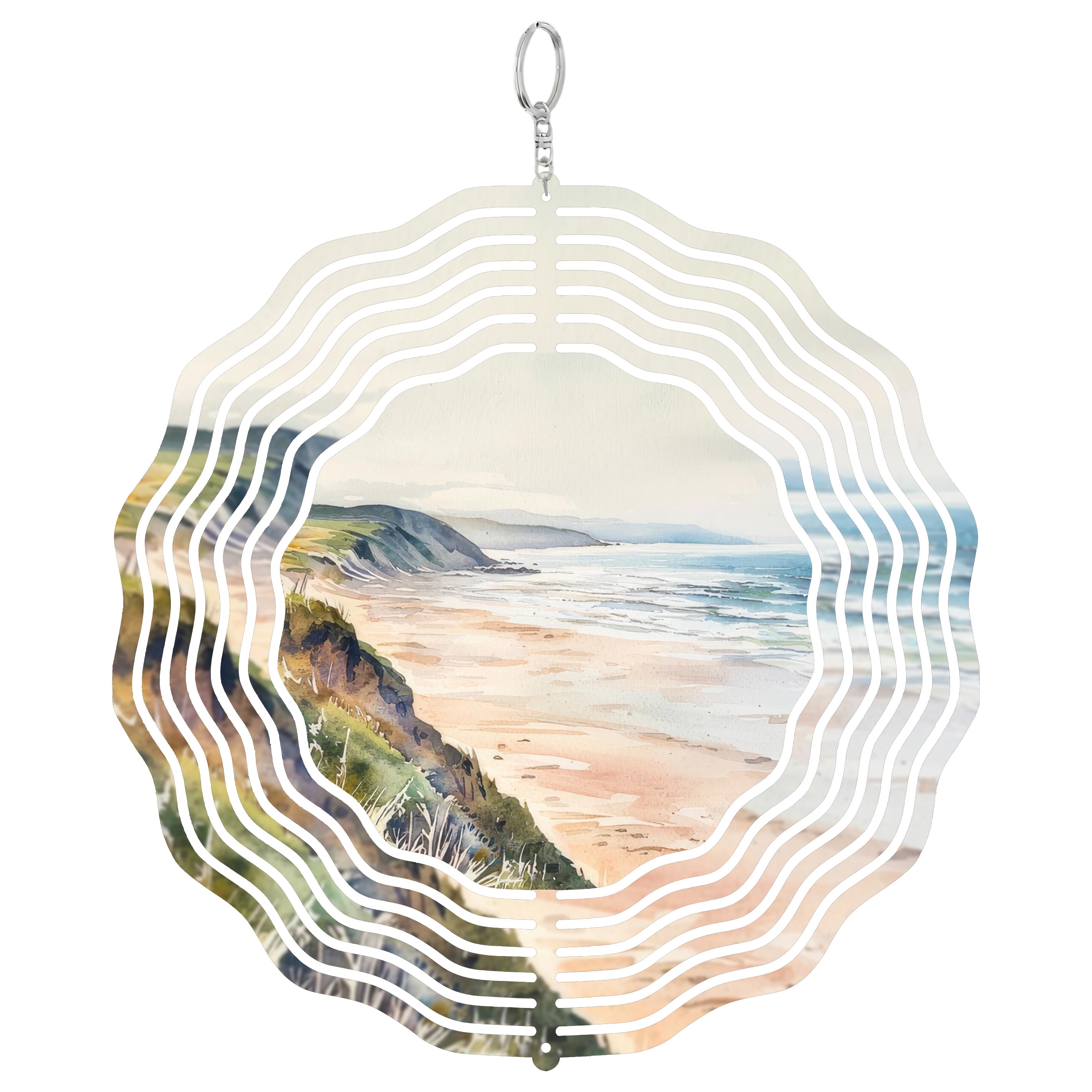 Woolacombe Devon Beach Seaside 3D Wind Spinner Metal Kinetic Hanging ...