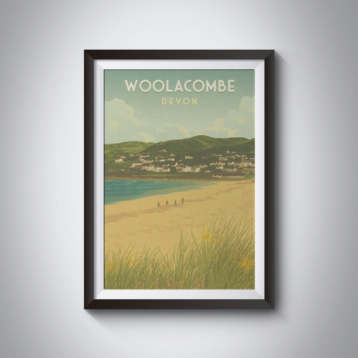 Woolacombe Devon Travel Poster, Devon Seaside Print, Wall Art Gift ...