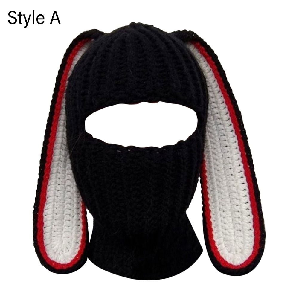 Woolen Outdoors Handmade Ear Protection Long Bunny Ears Ski Mask Funny ...