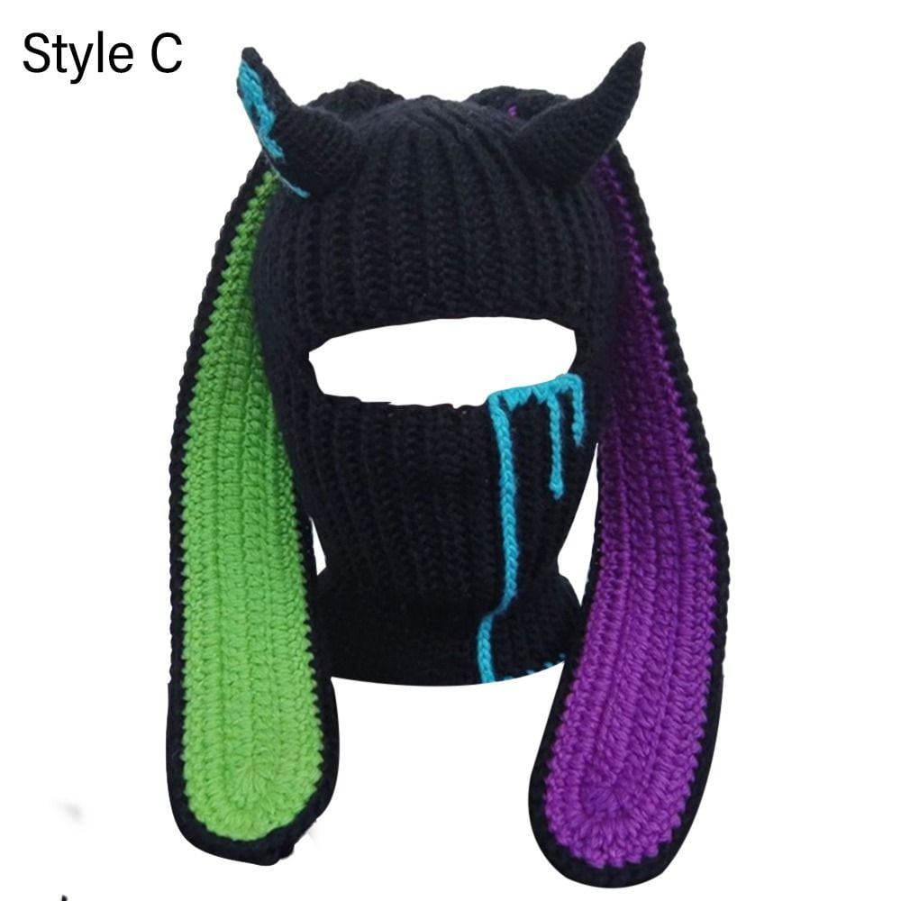 Woolen Outdoors Handmade Ear Protection Long Bunny Ears Ski Mask Funny ...