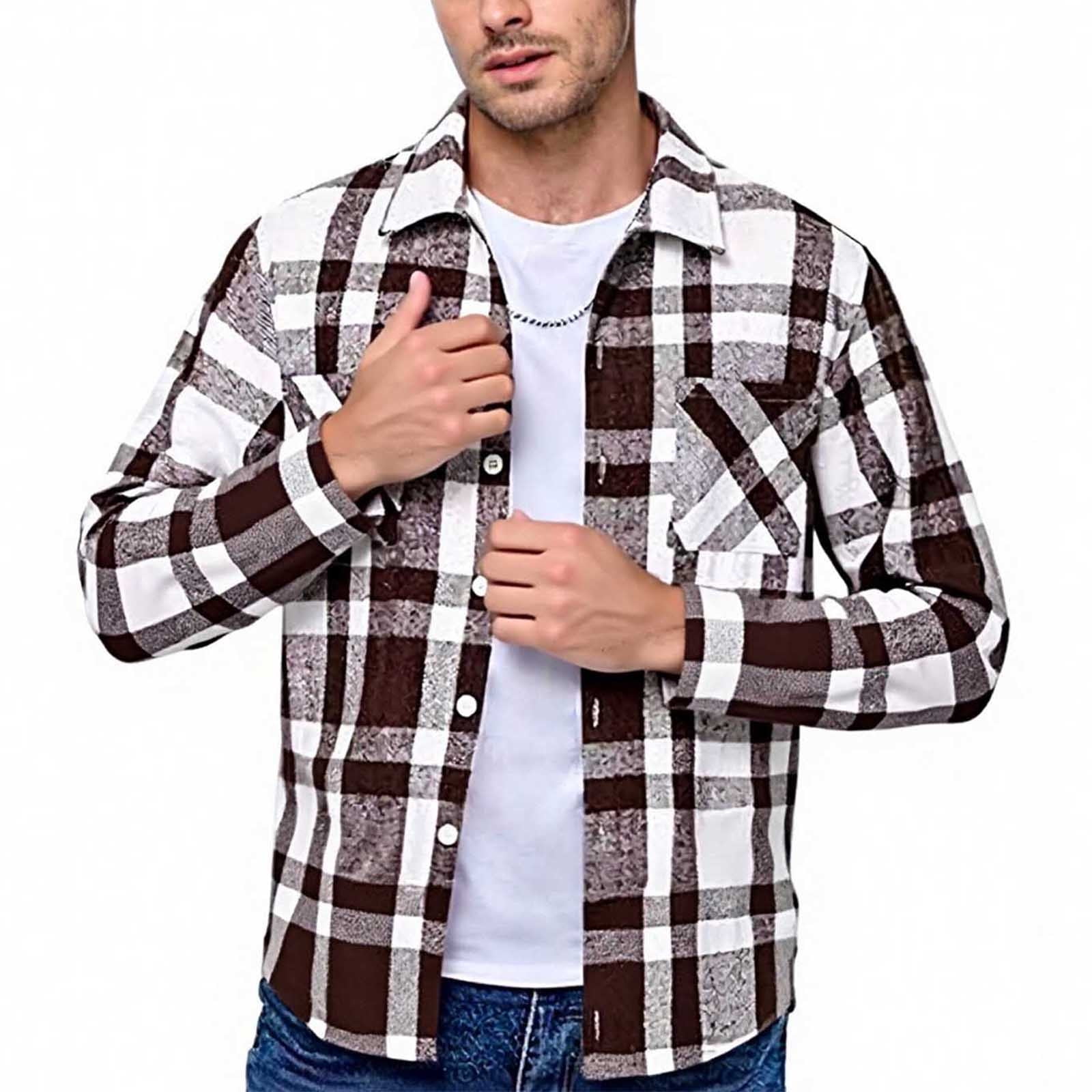 Woolen Shirts for Men Big & Tall S-4X Plus Size Long Sleeve Shackets ...
