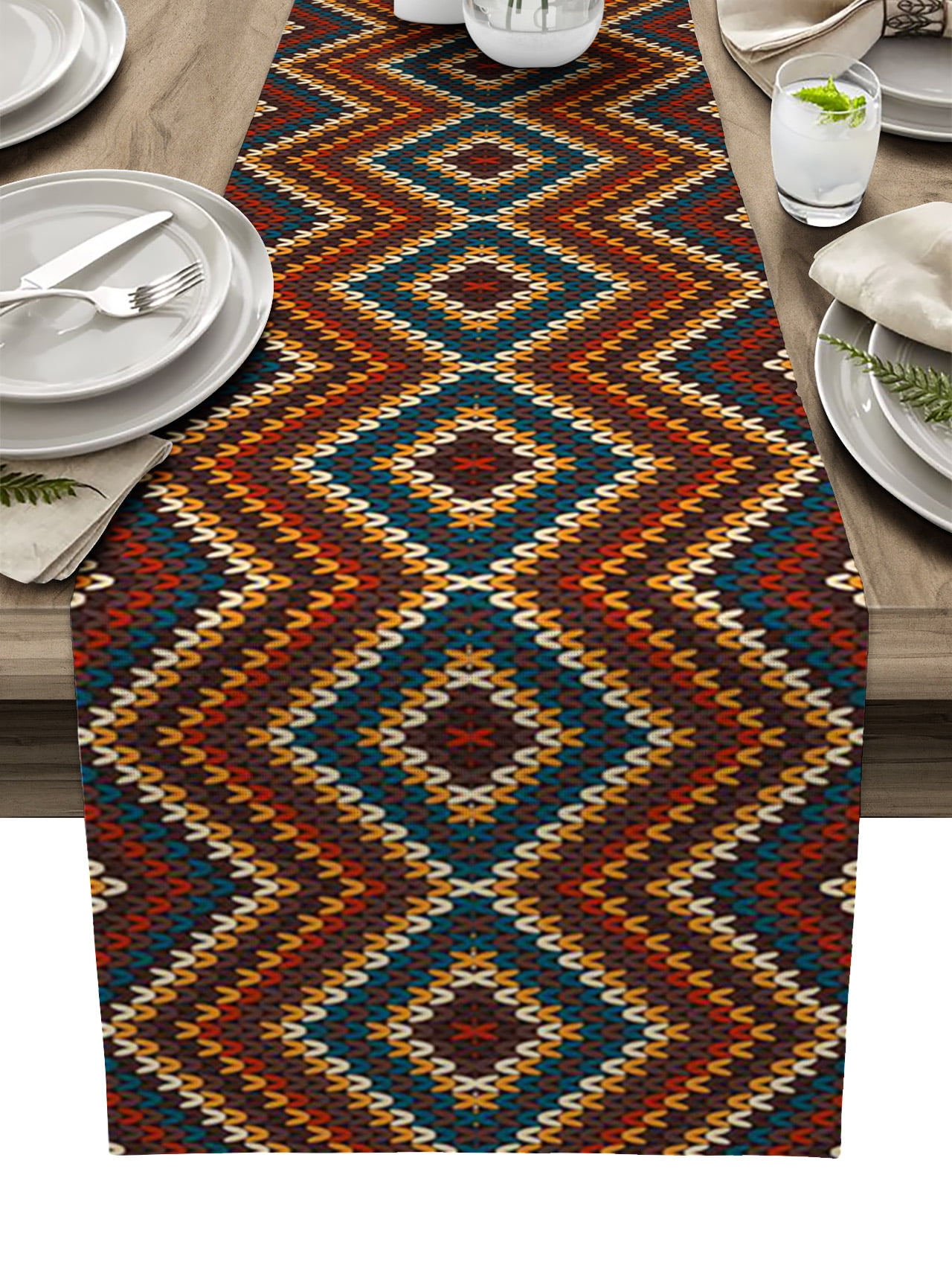 Woolen Totem Rhombus Table Runner ration Home r Dinner Table ration ...