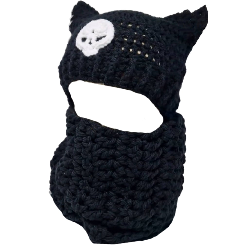 Woolen Yarn Cap Girls Bonnet Y2K Earflap Bobble Hat Headdress Cat Ears ...