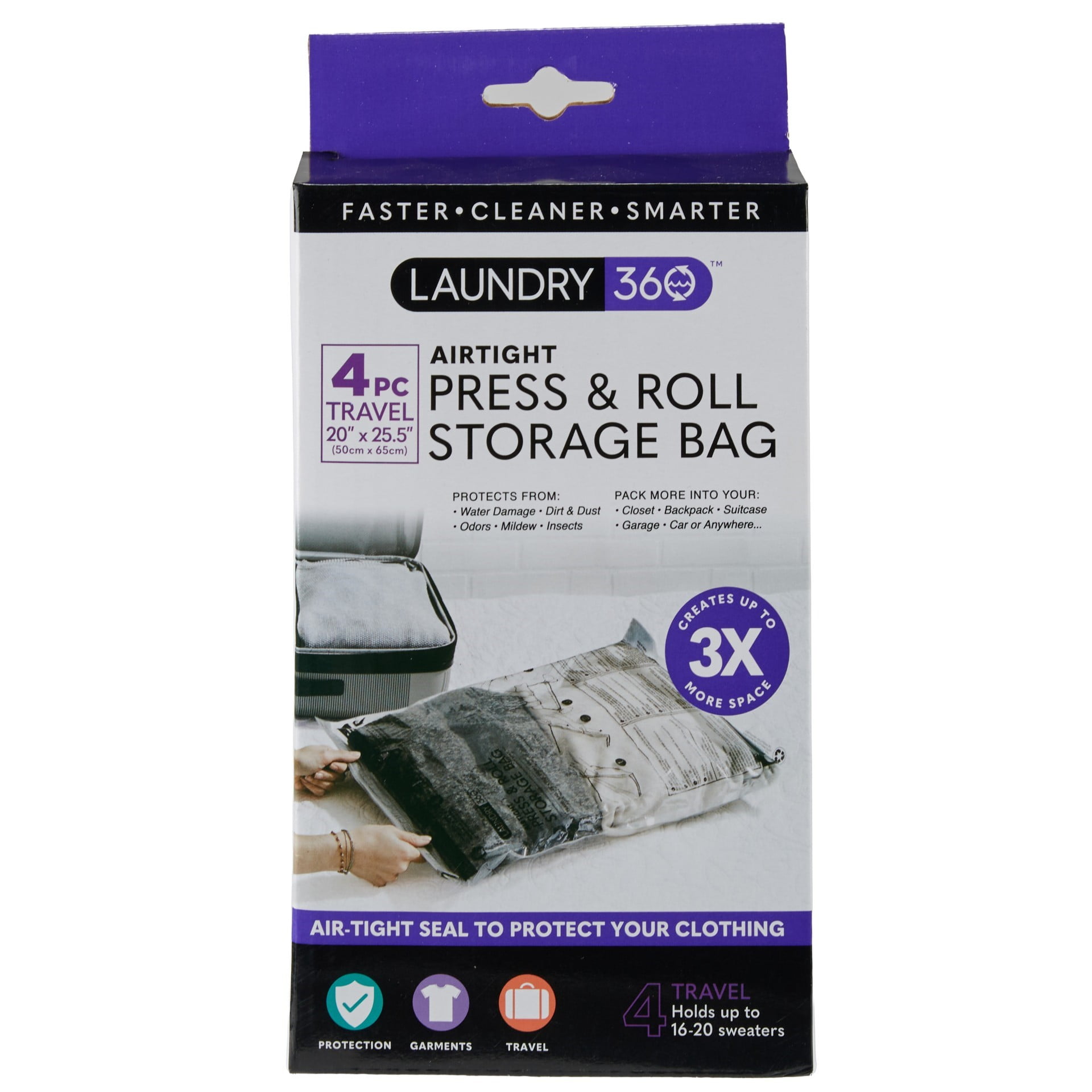 Laundry 360 4 Piece Air-Tight Hand Roll Vacuum Storage Bags - Walmart.com