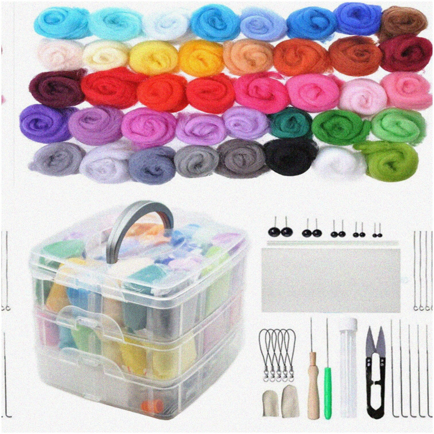 Woolly Creations: Complete Needle Felting Kit - 40 Colors, Storage Case ...