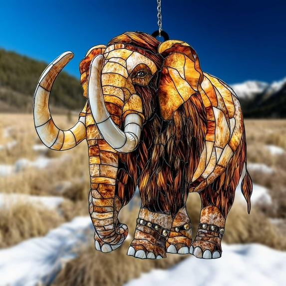 Woolly Mammoth Acrylic Suncatcher â€“ Faux Stained Glass Ice Age ...