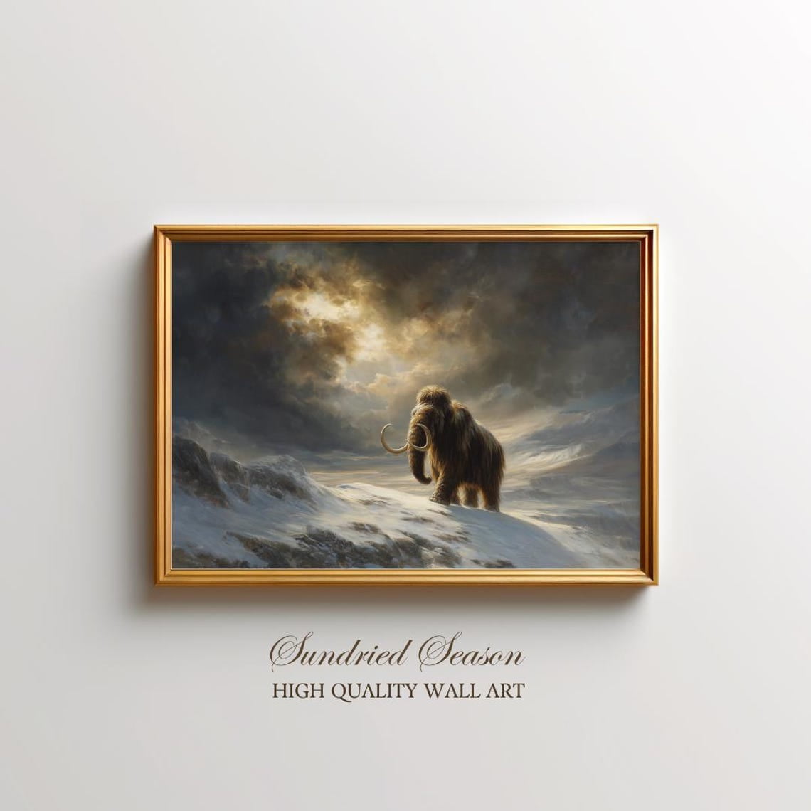 Woolly Mammoth Ice Age Art Print, Dramatic Prehistoric Creature Wall ...