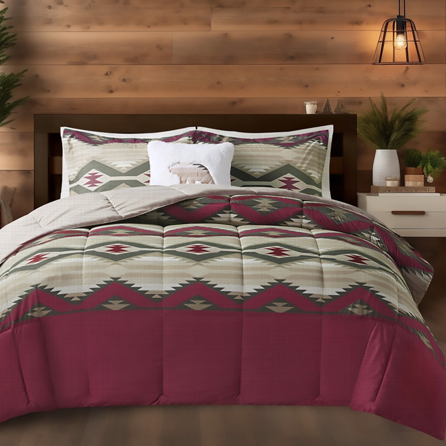 Woolrich King Size Comforter Set with Decor Pillow, 4Pc Ultra Soft Red ...