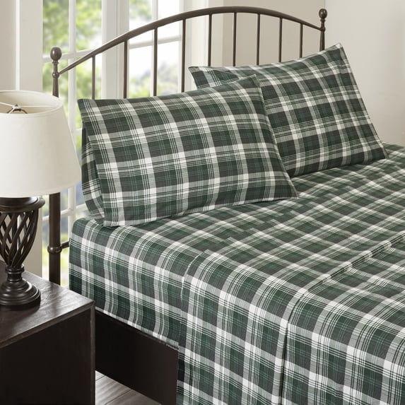Woolrich Flannel Cotton Sheet Set, King, Green Plaid - Walmart.com