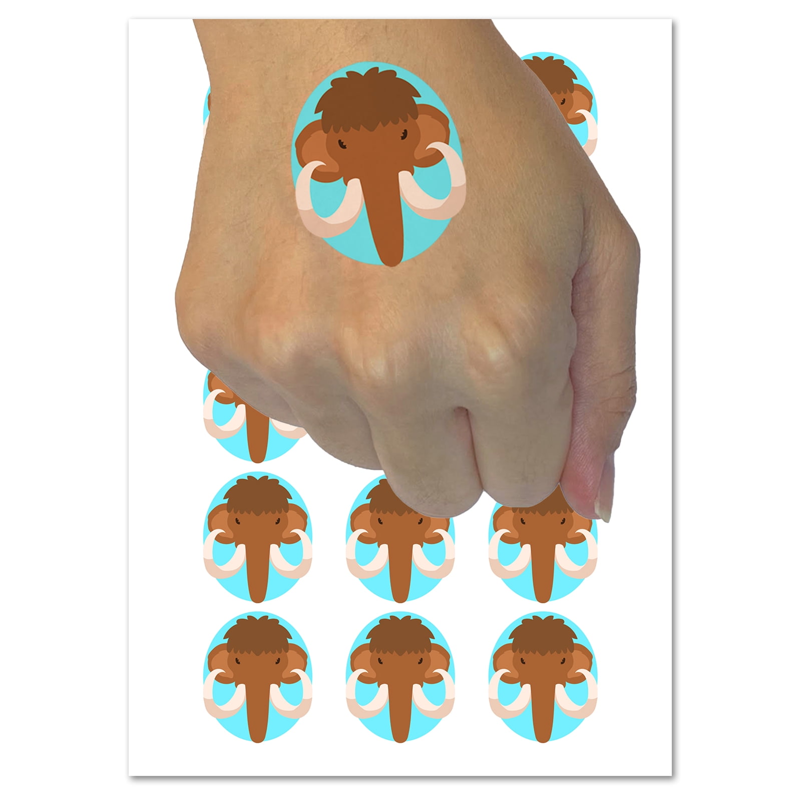 Wooly Mammoth Head Water Resistant Temporary Tattoo Set Fake Body Art ...