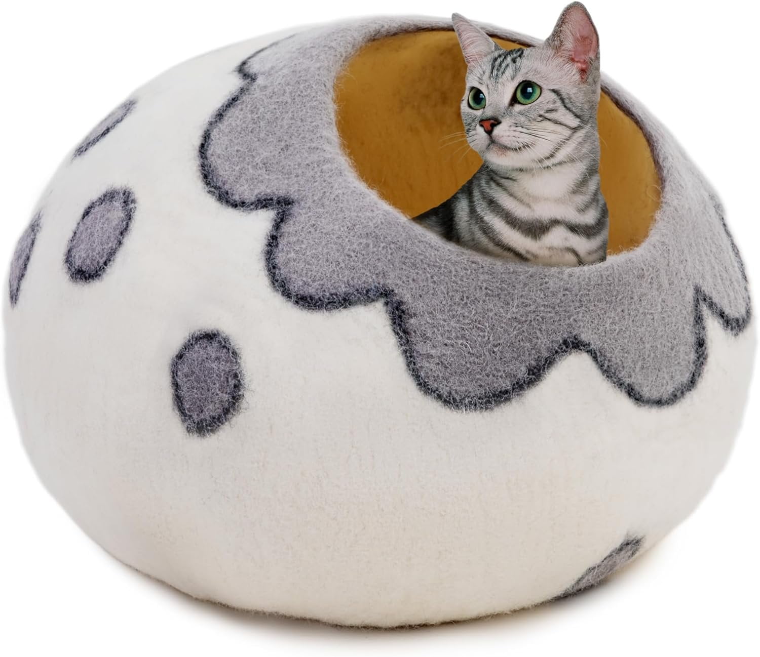 Woolygon Premium Felt Cat Cave Bed Wool Kitty Beds Handcrafted Kitten ...