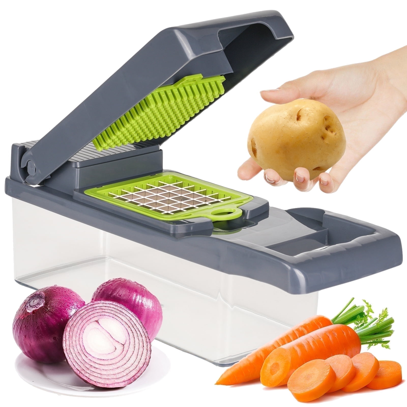 Woonyee Vegetable Chopper - 18 in 1 Veggie Cutter with 8 Blades ...