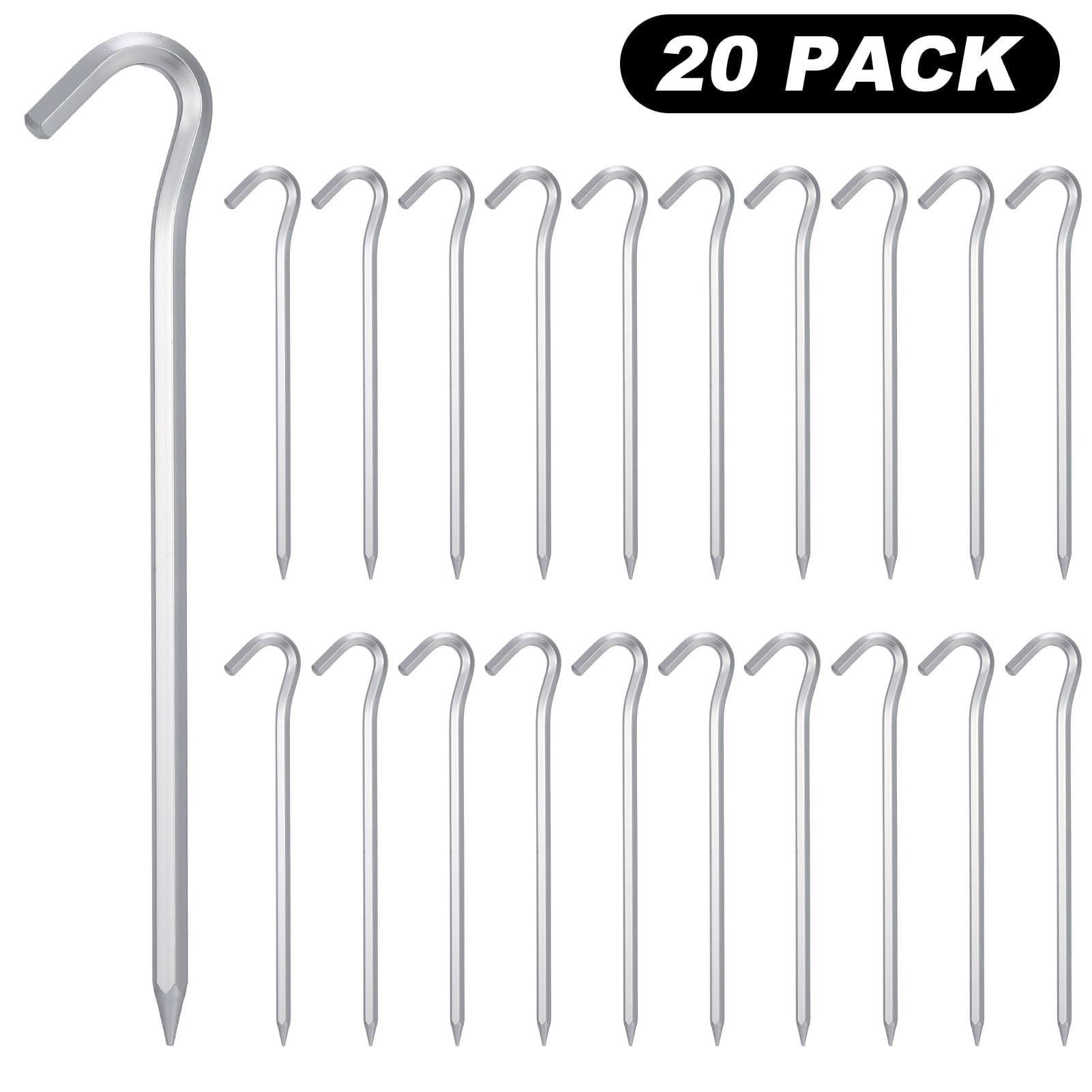 Woooli 20 Pack Heavy Duty Tent Stakes, 7 Inch Garden Stake Pegs ...