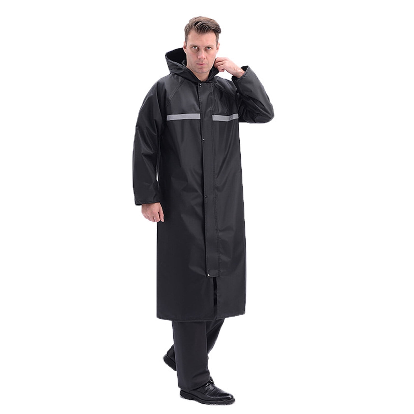 Woooli Rain Jacket for Men with Hood and Reflective Strip Waterproof ...