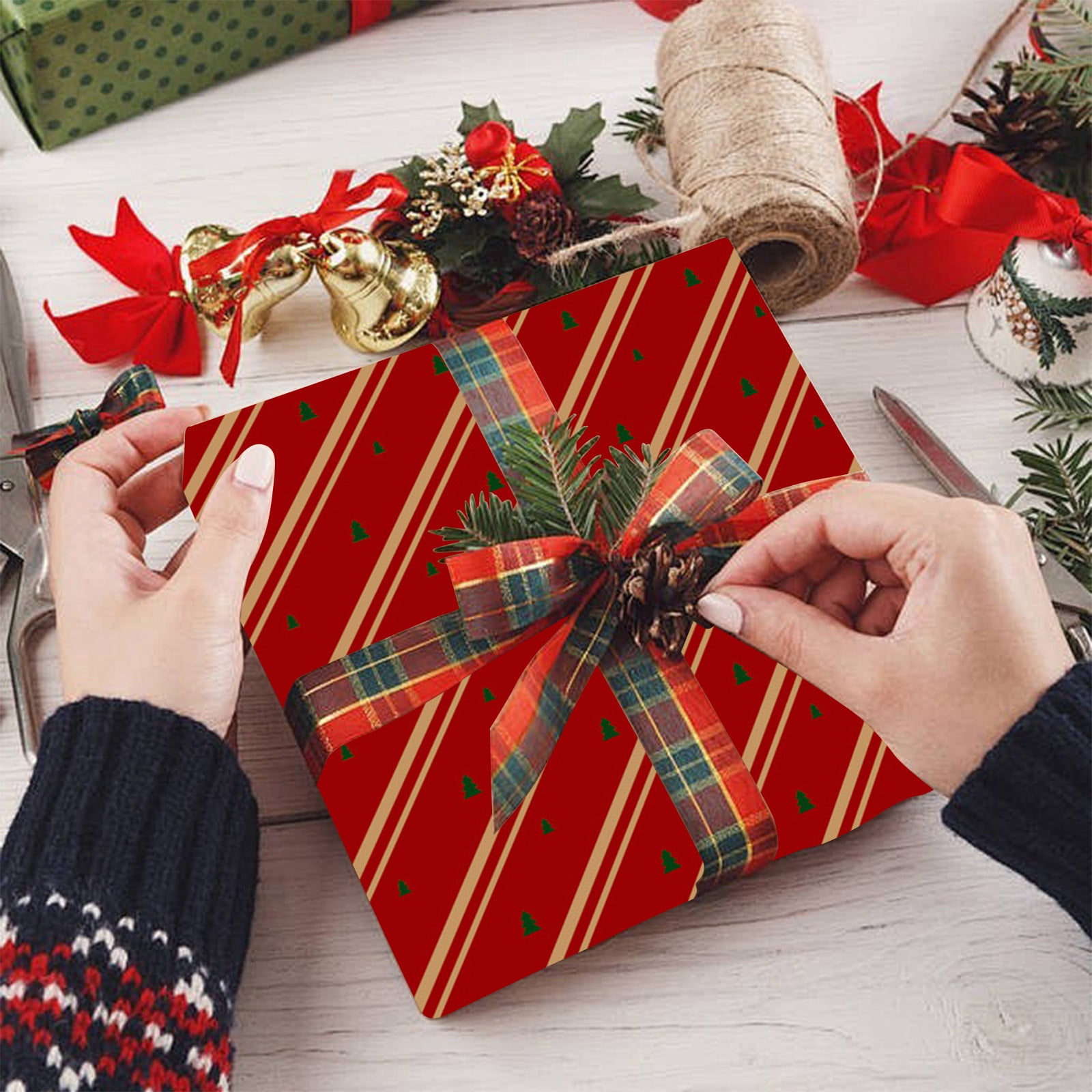 Wooowa Christmas Retro Kraft Wrapping Paper, 39.4x27.6Inch Handmade ...