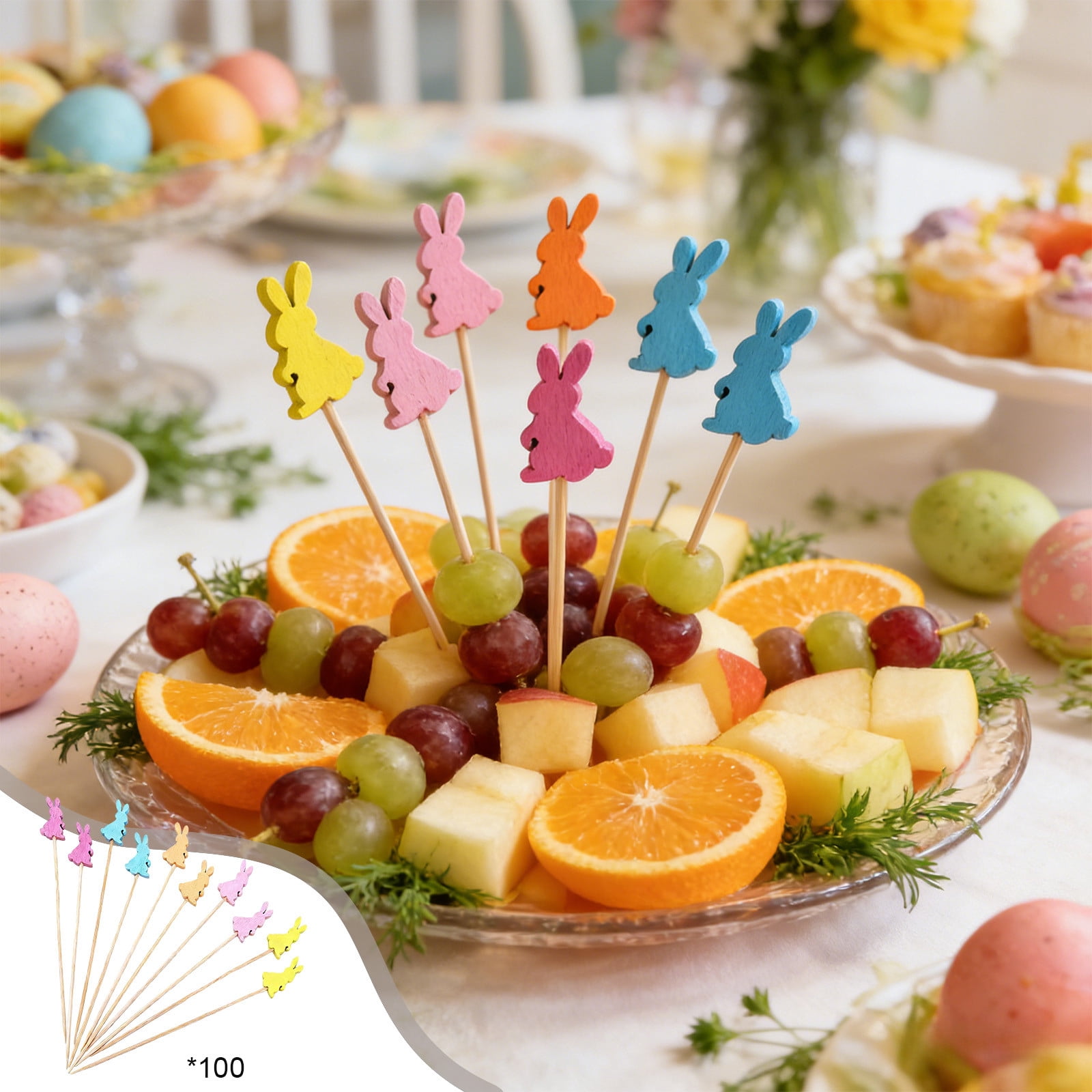 Wooowa Easter Disposable Fruit Skewer Festive Themed Design Sanitary ...