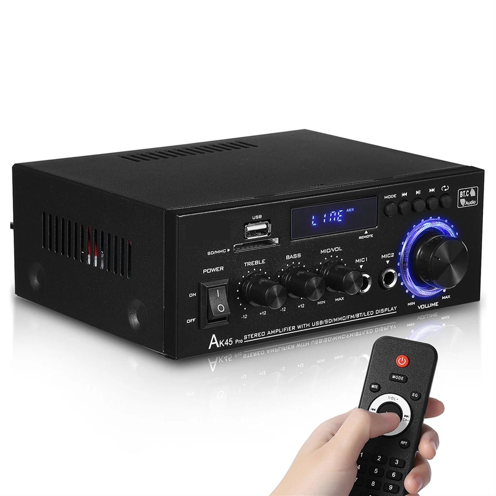 Woopker HiFi Audio Amplifier AK45 Pro Digital MP3 Amplifiers Max Output 820W FM Bass Speaker ...