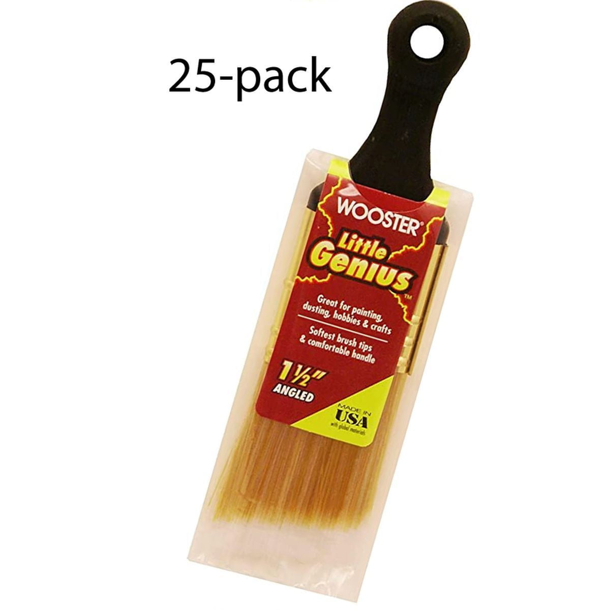 Wooster 1.5" Little Genius Short Handle Angle Paintbrush 25-Pack, Q3222 ...
