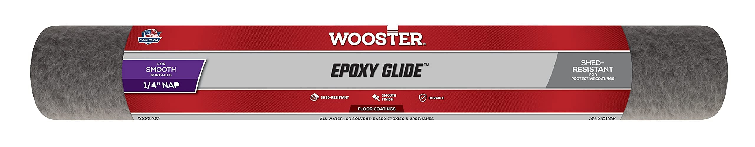 Wooster Brush Company. R232-18 1/4-Inch Nap Epoxy Glide Roller Cover ...