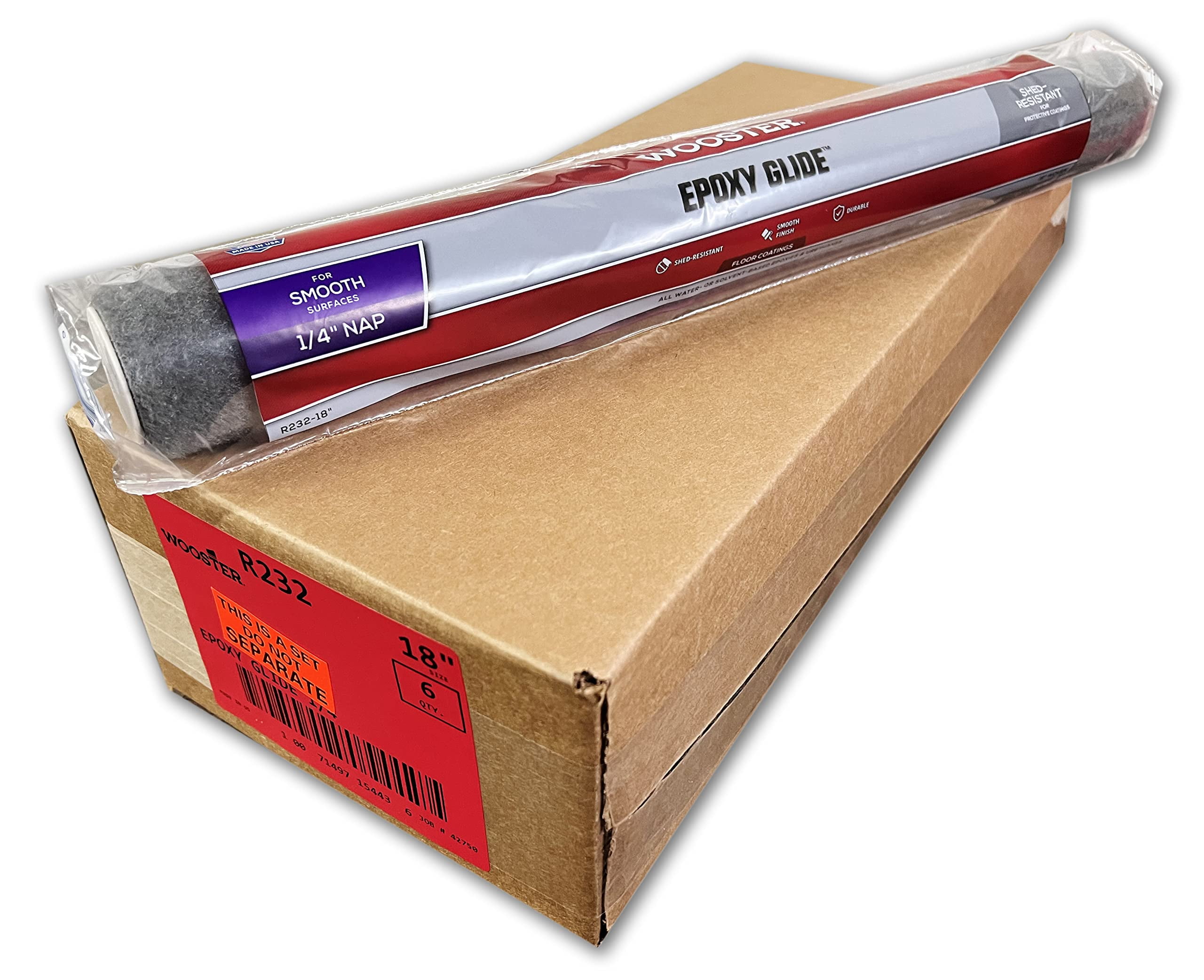 Wooster Brush R232 18 inch Epoxy Glide 1/4 inch Nap Roller Cover, Pack ...