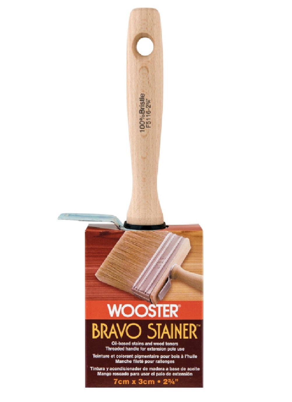 Wooster F5116-2 3/4 Bravo Stainer Brush With Threaded Handle, Each ...