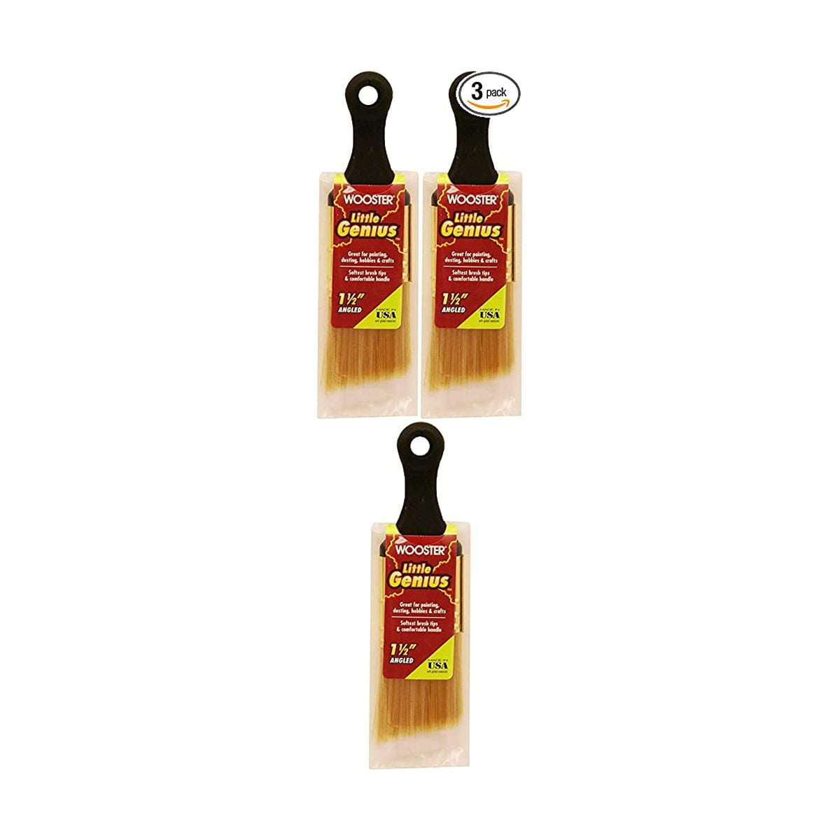 Wooster Home Improvement Small Paint Brushes, 1.5" Little Genius Short ...