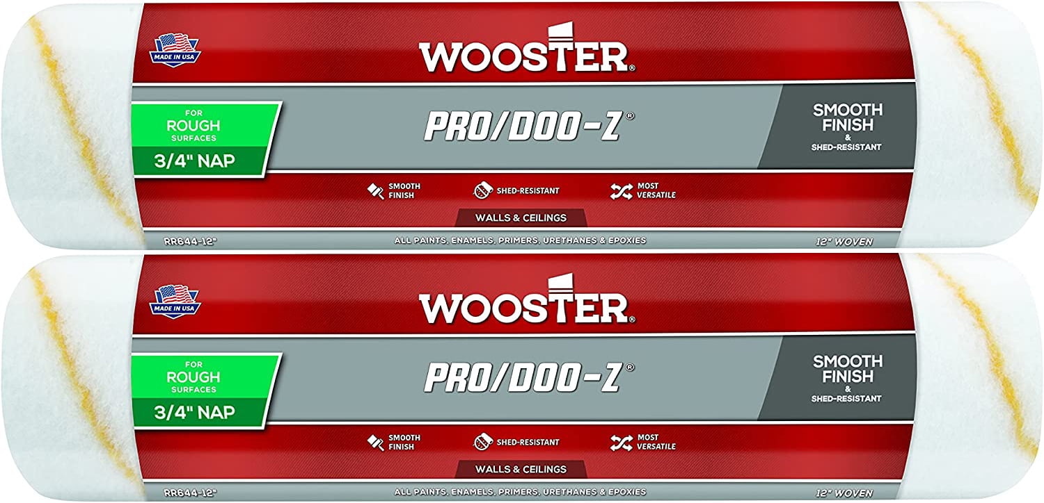 Wooster Genuine 12" Pro/Doo-Z 3/4" Nap Roller Cover 2-Pack, RR644-12 ...